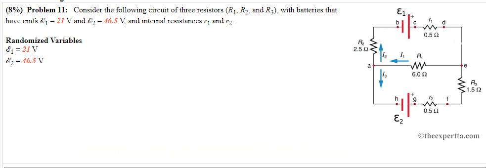 Solved €1 (8%) Problem 11: Consider the following circuit of | Chegg.com