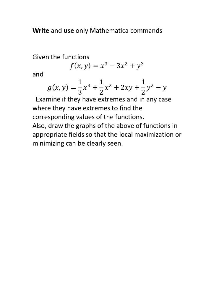 Write And Use Only Mathematica Commands Given The 0190