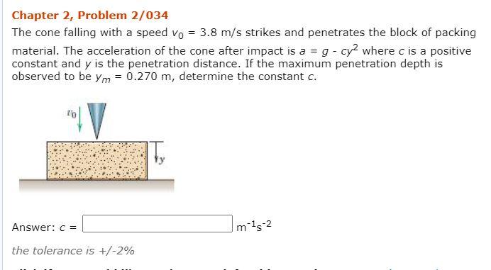 Solved Chapter 2, Problem 2/034 The cone falling with a | Chegg.com