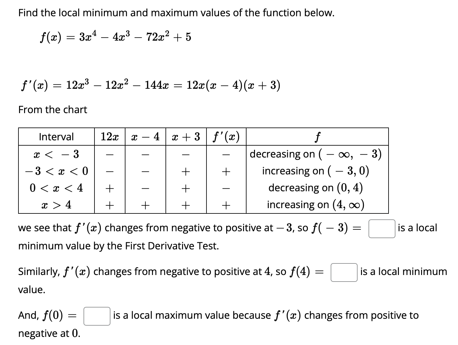 Solved Find the local minimum and maximum values of the | Chegg.com