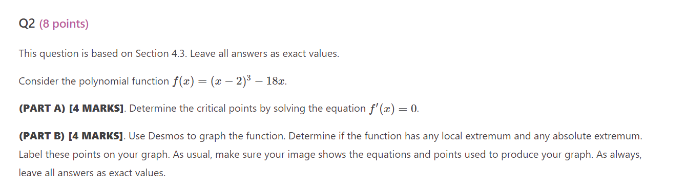 Solved Q2 (8 ﻿points)This question is based on Section 4.3. | Chegg.com