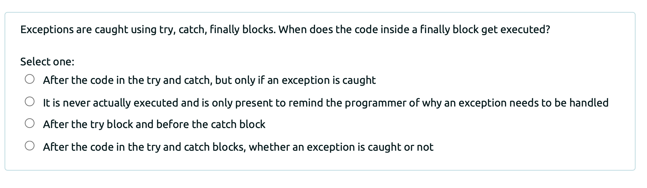 Solved Exceptions are caught using try, catch, finally | Chegg.com