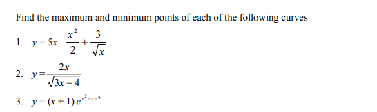 Solved Find the maximum and minimum points of each of the | Chegg.com