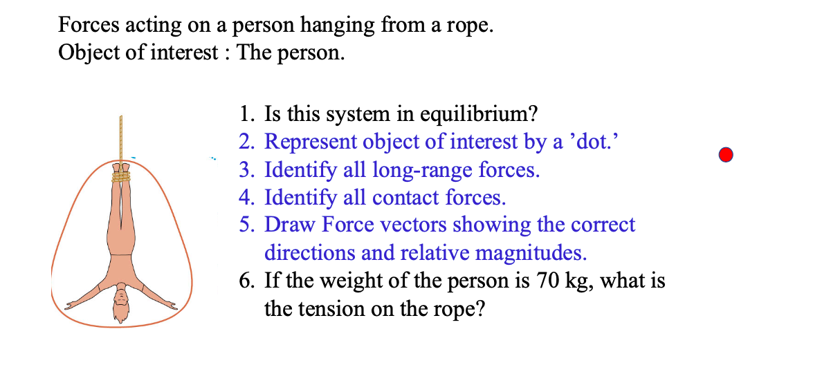 Solved Forces acting on a person hanging from a rope. Object | Chegg.com