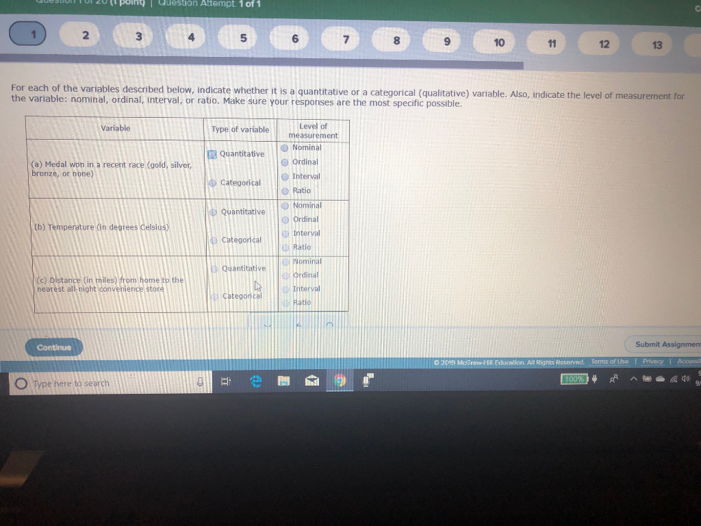 Solved pomy Question Attempt 1 of 1 13 For each of the | Chegg.com