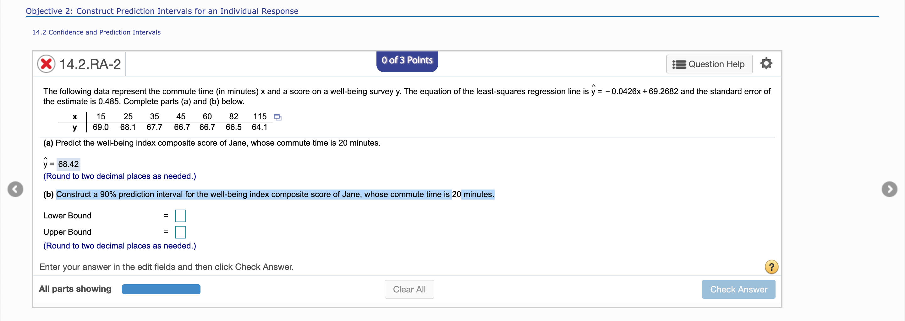 Solved Construct a 90% prediction interval for the | Chegg.com