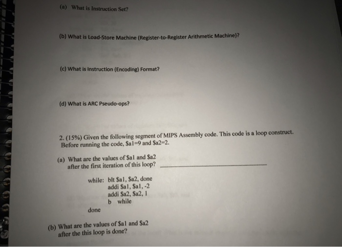 Solved (a) What is Instruction Set? (b) What is Load-Store | Chegg.com
