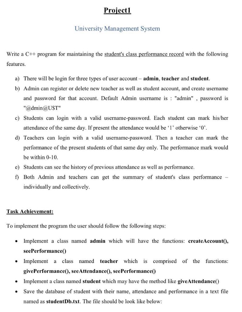 Solved Project1 University Management System Write a C++ | Chegg.com