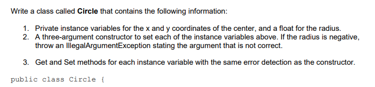 Solved Write a class called Circle that contains the | Chegg.com