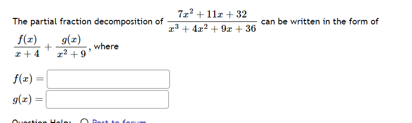 Solved The partial fraction decomposition | Chegg.com