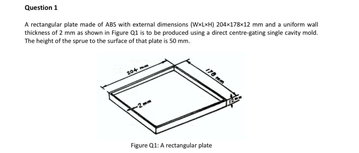 Solved Question 1 A rectangular plate made of ABS with | Chegg.com