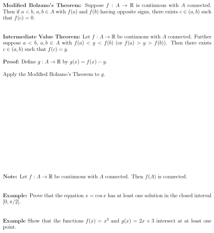 Solved Modified Bolzano's Theorem: Suppose f : A + R is | Chegg.com