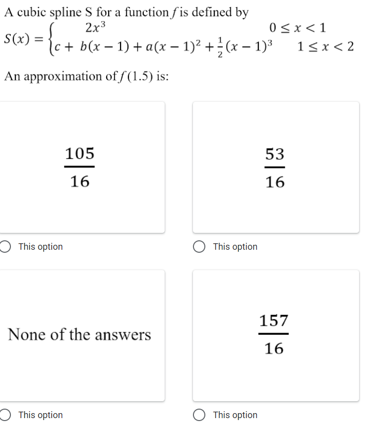 Solved A cubic spline S for a function f is defined by 2x3 0 | Chegg.com