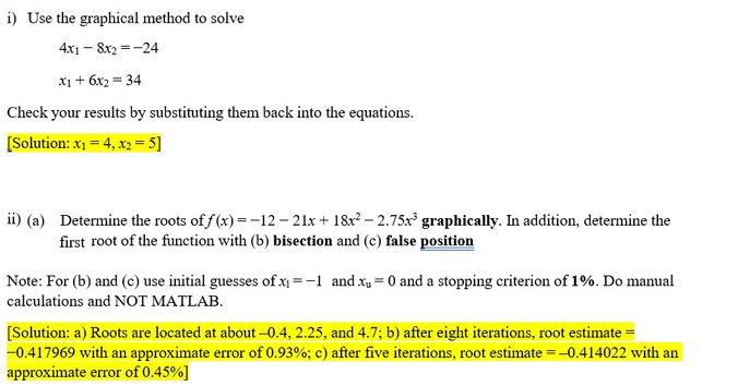 Solved i) Use the graphical method to solve | Chegg.com