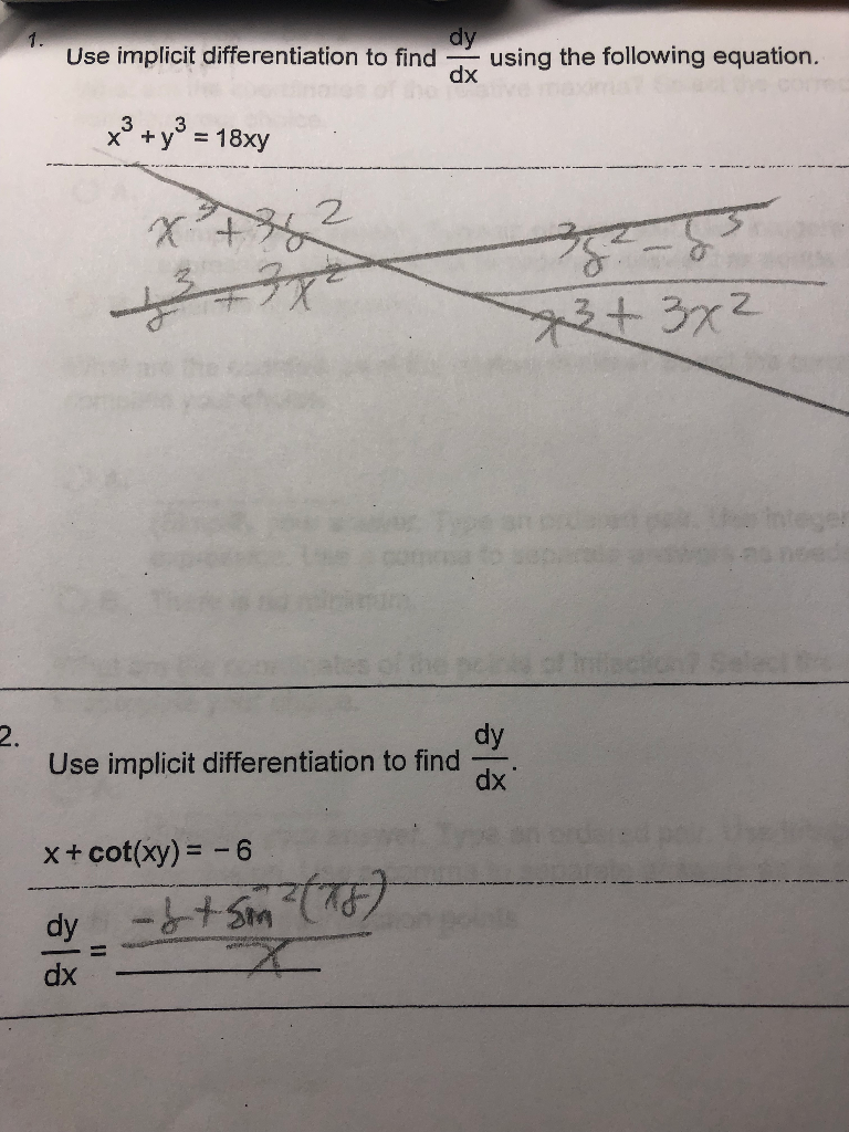 Solved No.1. Use implicit differentiation to find dy over dx | Chegg.com