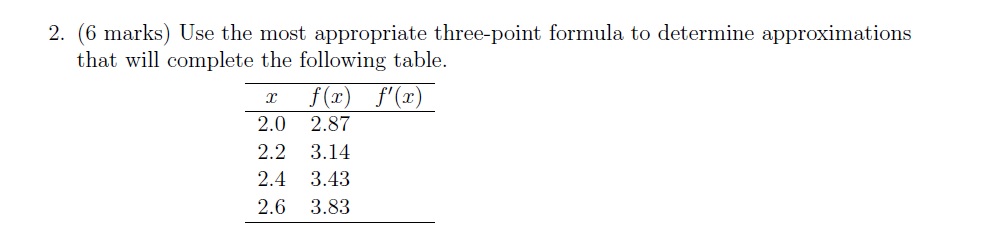 Solved 2. (6 marks) Use the most appropriate three-point | Chegg.com