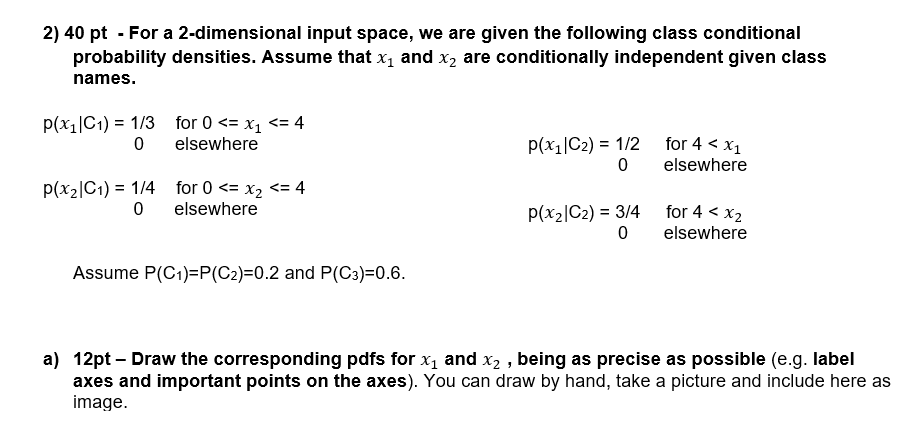 2) 40 pt - For a 2-dimensional input space, we are | Chegg.com