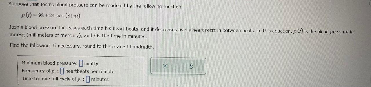 Solved Suppose that Josh's blood pressure can be modeled by | Chegg.com