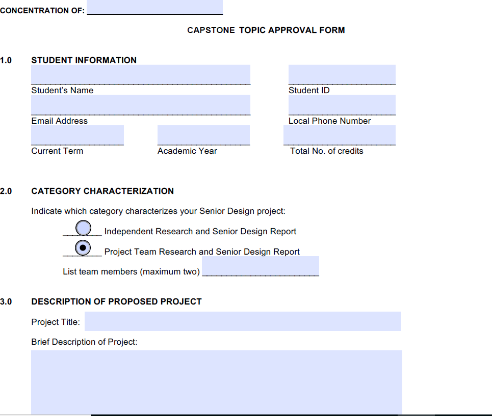 Solved CONCENTRATION OF: CAPSTONE TOPIC APPROVAL FORM 1.0 | Chegg.com