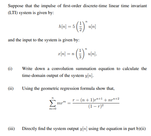 Solved Suppose that the impulse of first-order discrete-time | Chegg.com