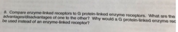 Solved Compare enzyme-linked receptors to G protein-linked | Chegg.com