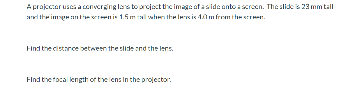 Solved A projector uses a converging lens to project the | Chegg.com