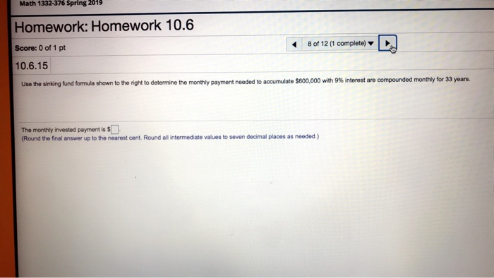 Solved Math 1332-376 Spring 2019 Homework: Homework 10.6 | Chegg.com