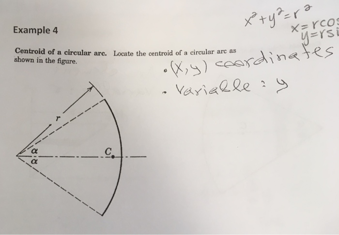 Solved Example 5 Centroid of the area of a circular sector. | Chegg.com