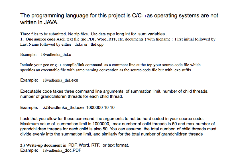 The programming language for this project is C/C++as | Chegg.com