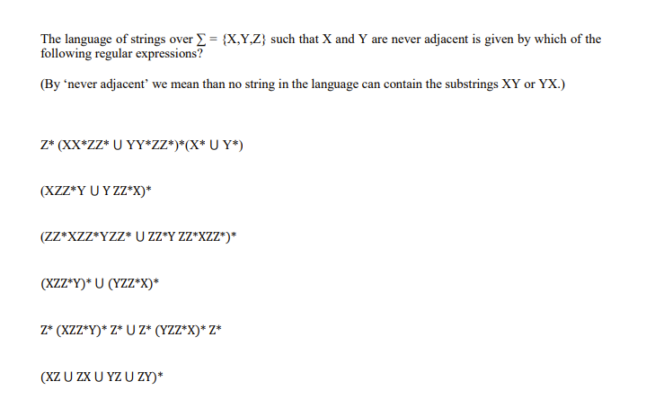 Solved The language of strings over { = {X,Y,Z} such that X | Chegg.com