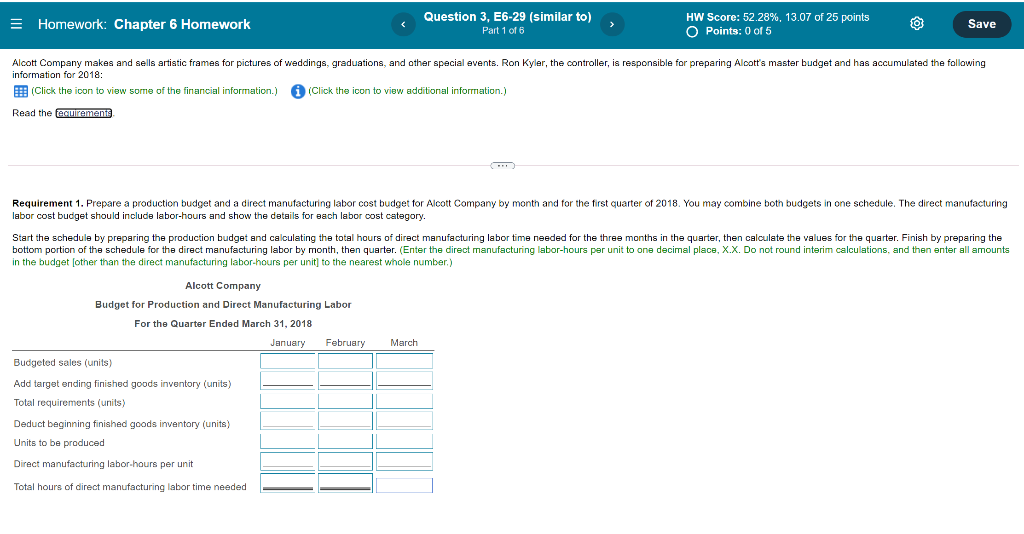 Homework: Chapter 6 Homework Question 3, E6-29 | Chegg.com