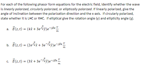 Solved For each of the following phasor form equations for | Chegg.com