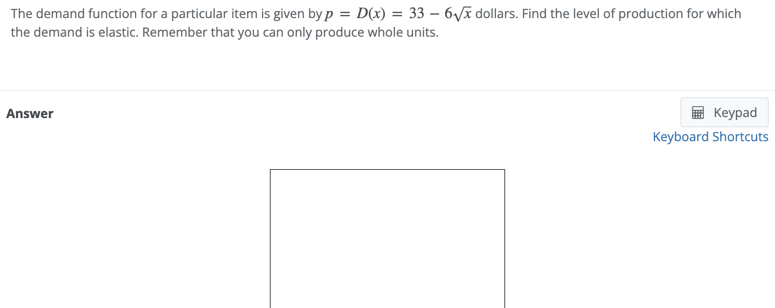 Solved The demand function for a particular item is given by | Chegg.com