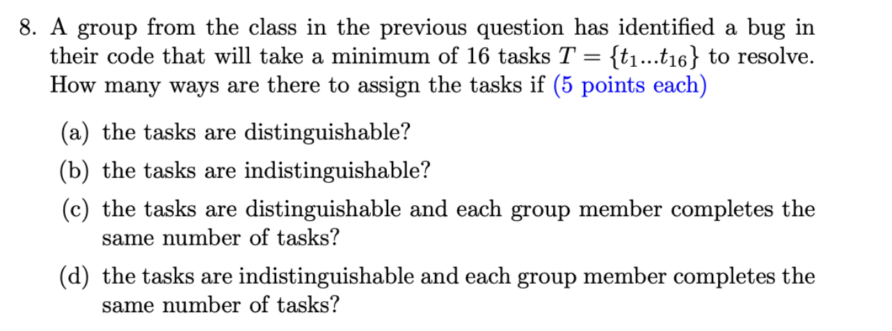 Solved 8. A group from the class in the previous question | Chegg.com ...