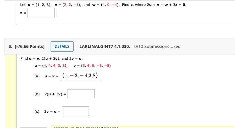 Solved Let u = (1, 2, 3), v = (2, 2, -1), and w = (4, 0, | Chegg.com Solved Let u = (1, 2, 3), v = (2, 2, -1), and w = (4, 0, | Chegg.com