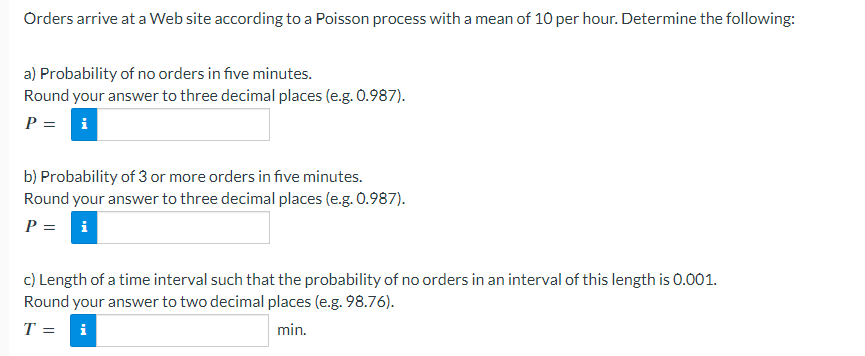Solved Orders arrive at a Web site according to a Poisson | Chegg.com