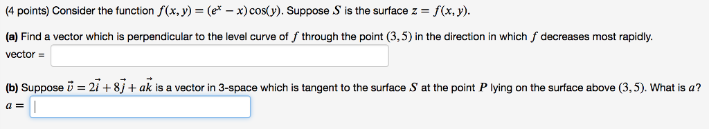Solved (4 points) Consider the function f(x,y) = (ex-x) | Chegg.com