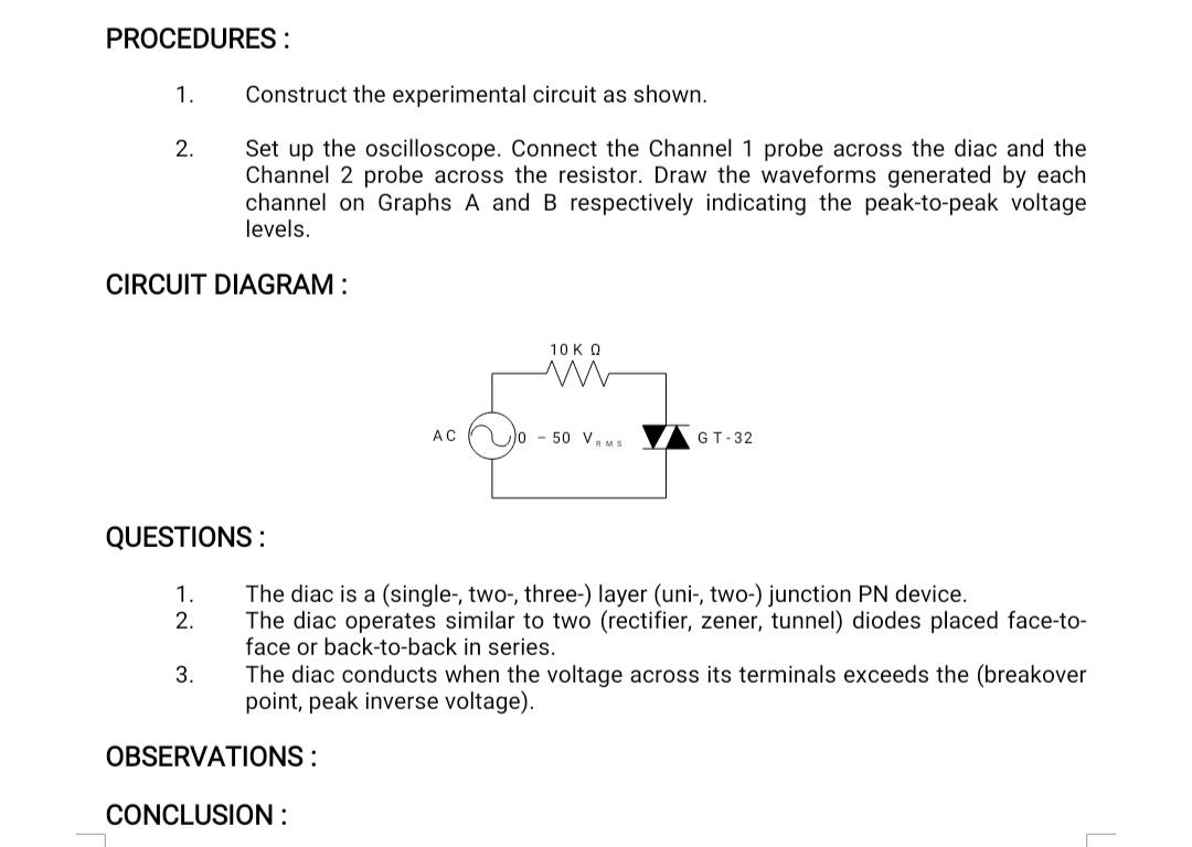 Solved PROCEDURES : 1. Construct the experimental circuit as | Chegg.com