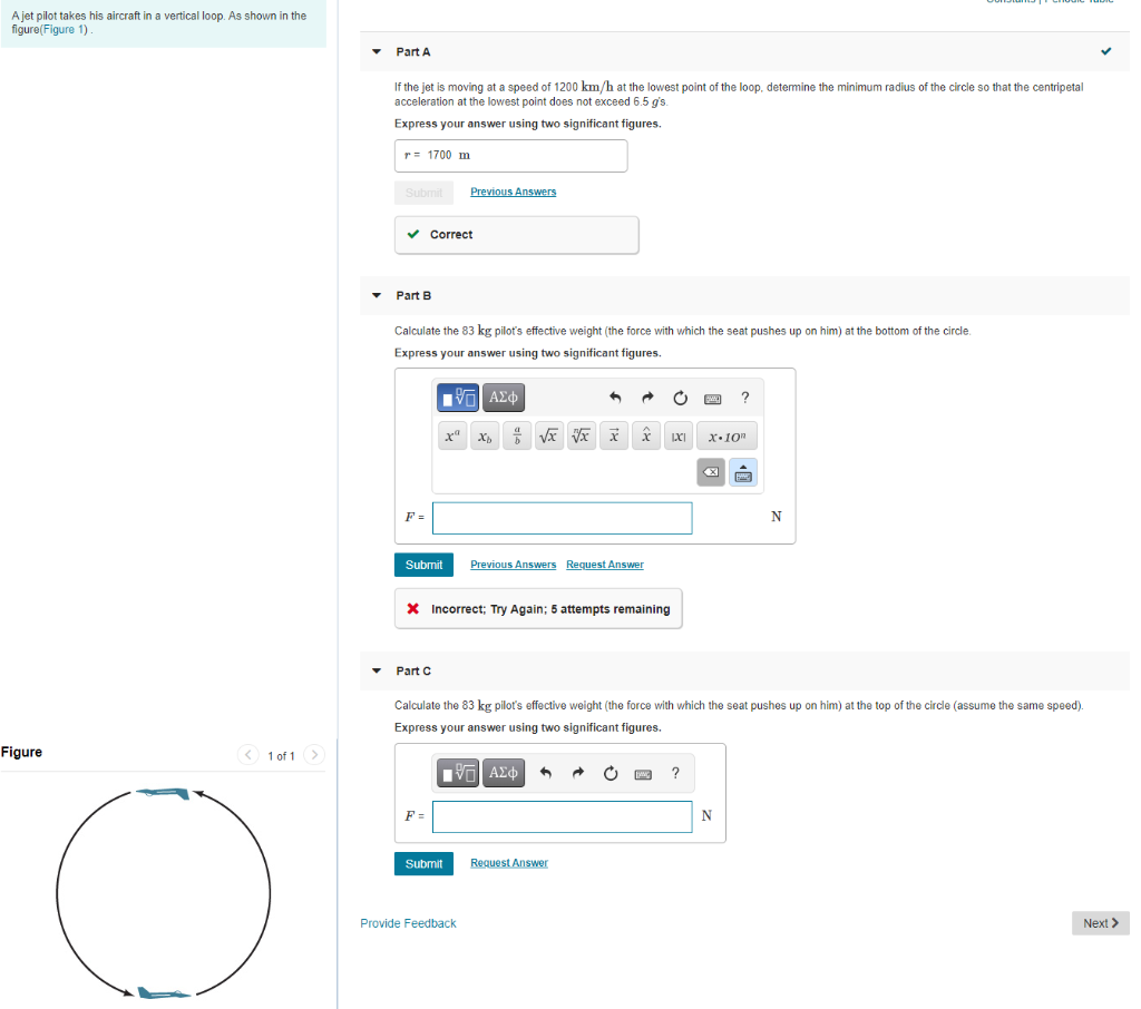 Solved Ajet pilot takes his aircraft in a vertical loop. As | Chegg.com