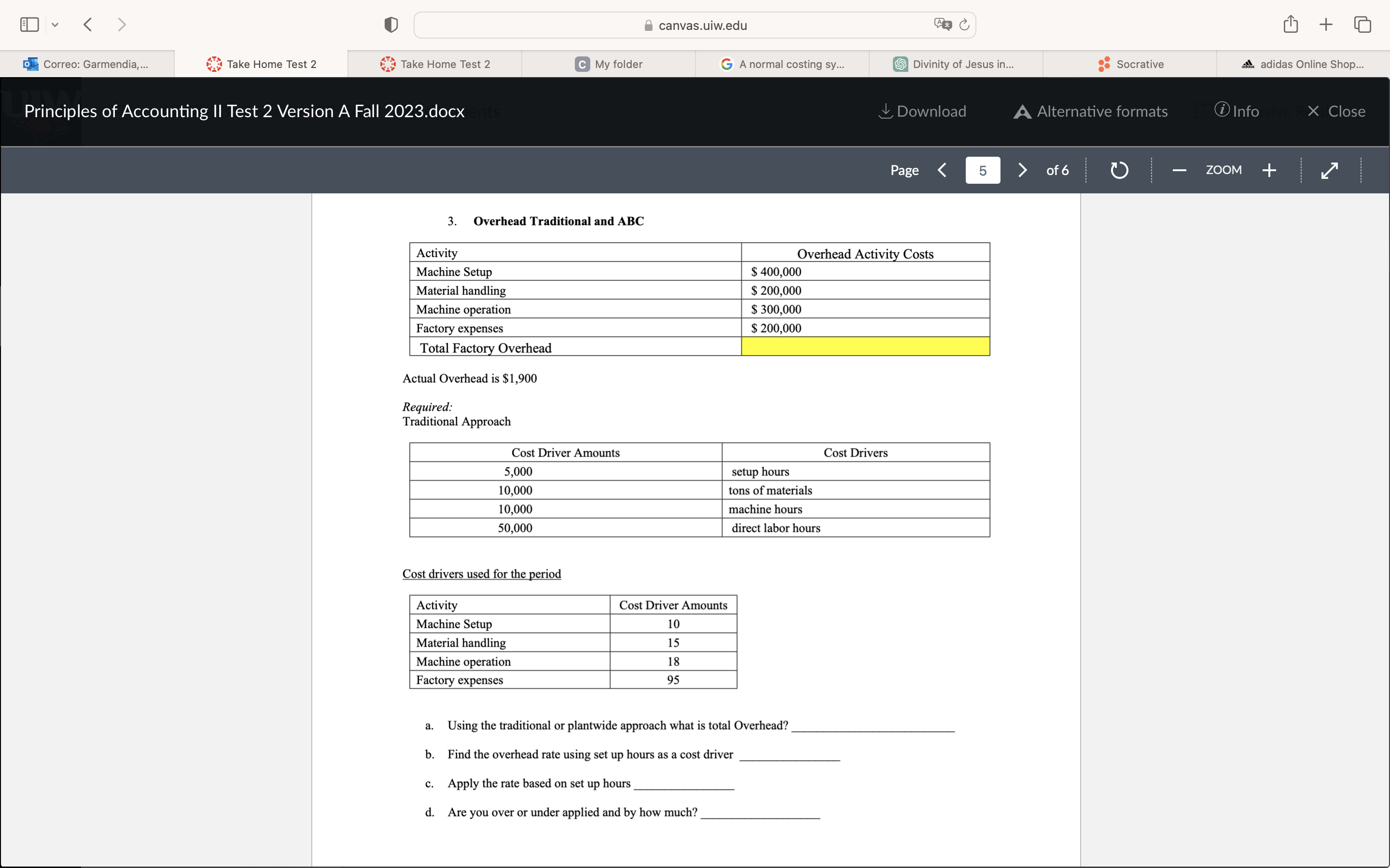 3. Overhead Traditional and ABC Actual Overhead is | Chegg.com