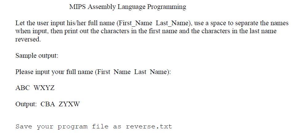 MIPS Assembly Language Programming Let the user input | Chegg.com