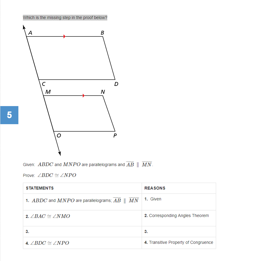 Solved Which is the missing step in the proof below? A А. B | Chegg.com