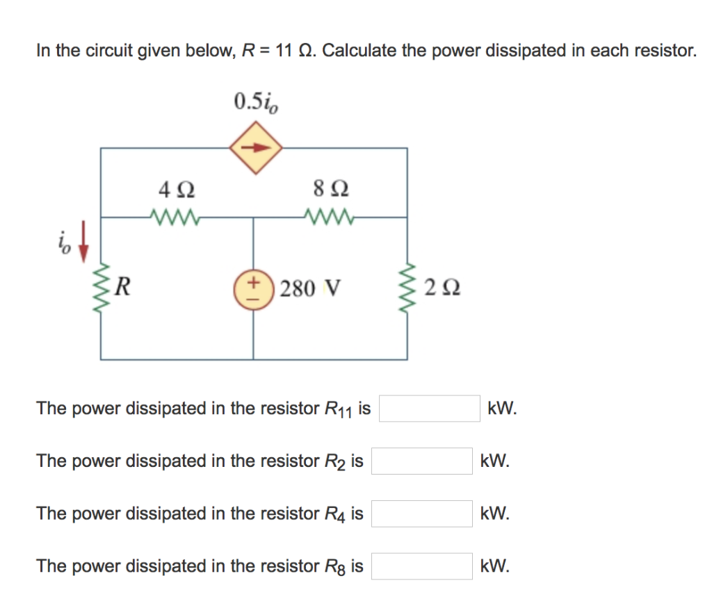 Solved In the circuit given below, R = 11 Ω. Calculate the | Chegg.com