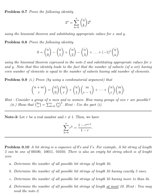 Solved Problem 0.7 Prove the following identity | Chegg.com