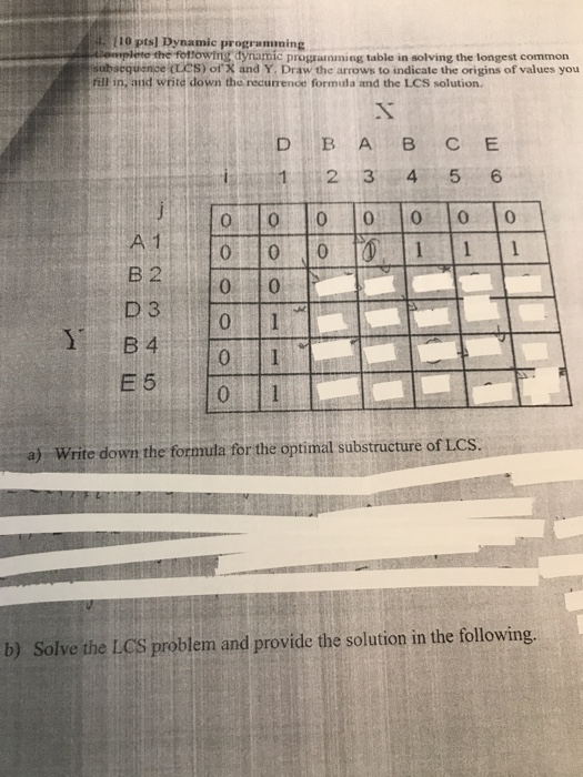 Solved L ?10 pts! Dynamic programming lete the fottowing | Chegg.com
