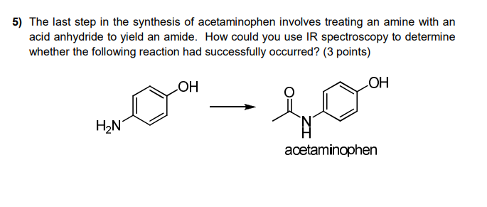 Solved 5) The last step in the synthesis of acetaminophen | Chegg.com