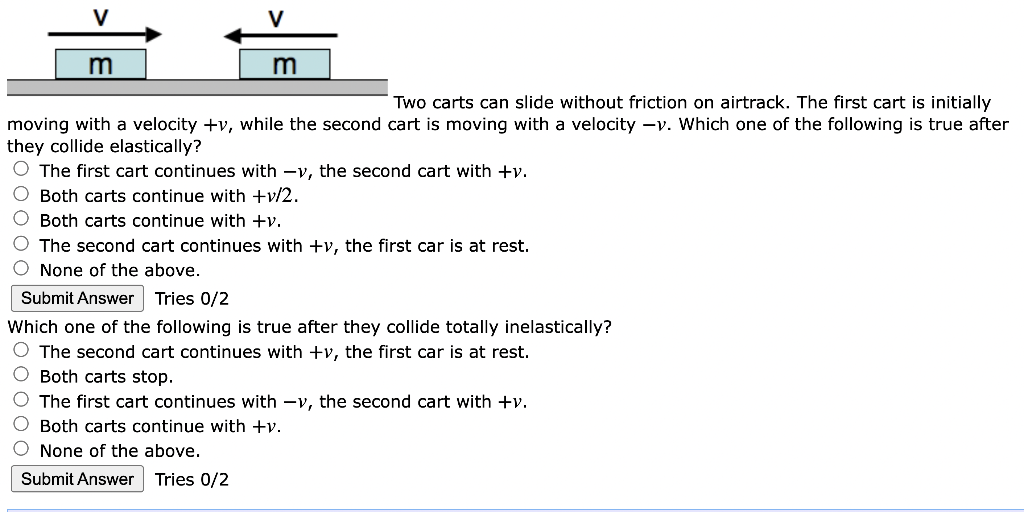 [Solved]: iwo carts can slide without friction on airtrack
