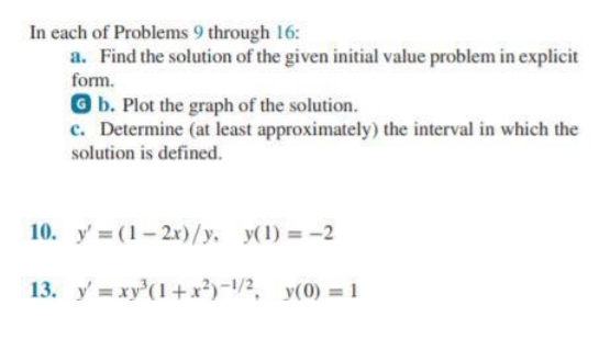Solved In each of Problems 9 through 16: a. Find the | Chegg.com