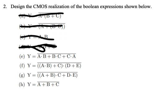 Solved 2. Design the CMOS realization of the boolean | Chegg.com