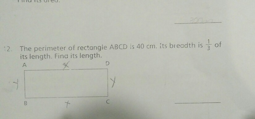 Solved 1 The perimeter of rectangie ABCD is 40 cm. its | Chegg.com